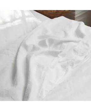 PIGLET IN BED Linen Blend Flat Sheet - White