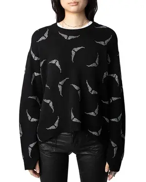 Zadig&Voltaire Cashmere Diamante Wings Sweater - Noir