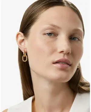 ANA LUISA Double Ash Two Tone Hoop Earrings - Gold