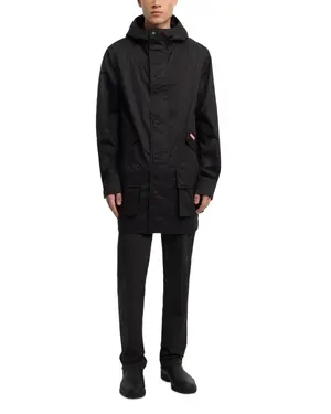 Hunter Coated Cotton Hooded Rain Jacket - Black