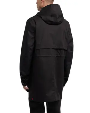 Hunter Coated Cotton Hooded Rain Jacket - Black