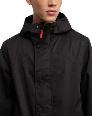 Hunter Coated Cotton Hooded Rain Jacket - Black