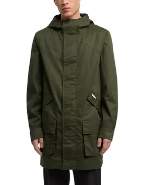 Hunter Downing Coated Cotton Hooded Rain Jacket - Hunter Green