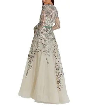 Mac Duggal Embellished Long Sleeve Gown