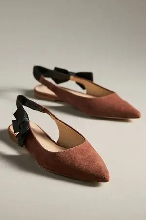Maeve Side-Bow Slingback Flats Brown