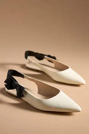 Maeve Side-bow Slingback Flats - Cream