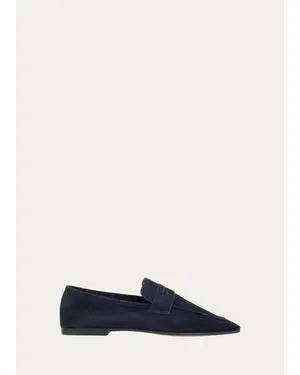 SOPHIQUE Essenziale Suede Penny Loafers - Night Blue