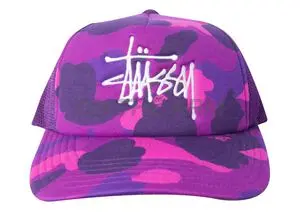 A BATHING APE X Stussy Trucker Cap - Purple