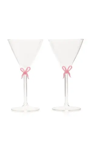 MODA DOMUS Set-of-two Handmade Martini Glasses Pink