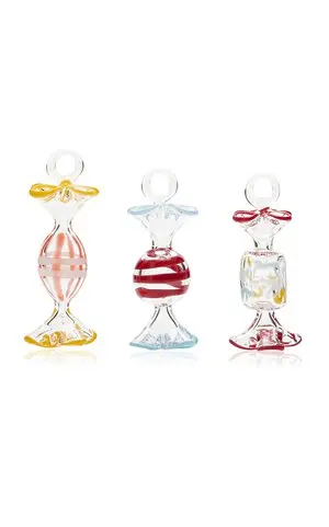MODA DOMUS Set-of-three Glass Candy Ornaments