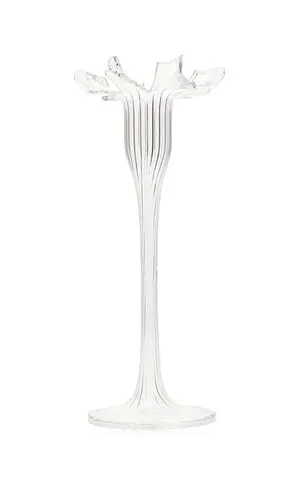 MODA DOMUS Medium Floral Glass Candle Stick - Clear