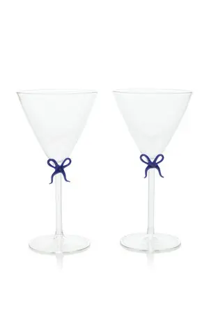 MODA DOMUS Set-of-two Handmade Martini Glasses Blue