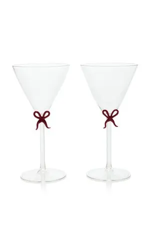 MODA DOMUS Set-of-two Handmade Martini Glasses - Red
