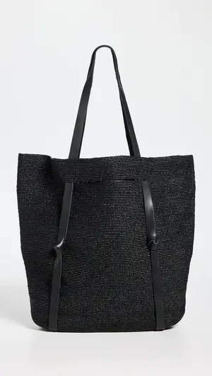 Janessa Leoné Tanner Raffia Tote Bag - Black