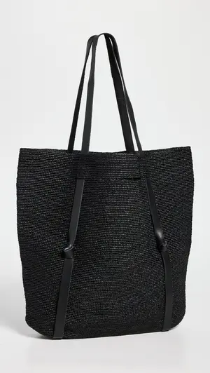 Janessa Leoné Tanner Raffia Tote Bag - Black