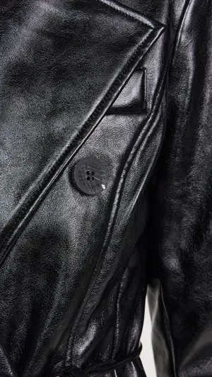 Avec Les Filles Belted Faux Leather Trench Coat