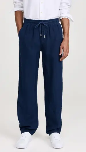 Vilebrequin Pacha Drawstring Linen Pants - Bleu Marine