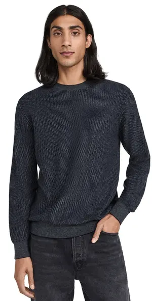 Vince Geo Jacquard Crew Sweater - Coastal/med H Grey