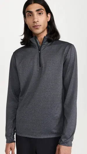 Greyson Tate Herringbone Performance Quarter Zip Pullover - Black Herringbone