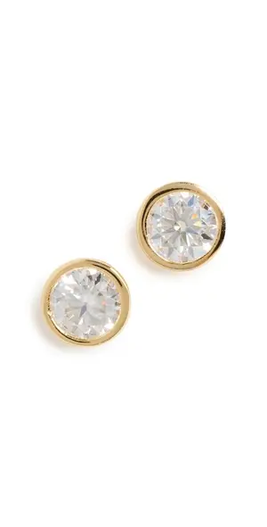Shashi Bezel Stud Earrings - Gold