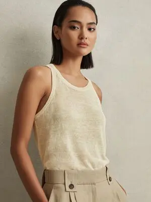 REISS Catrice Linen-blend Vest