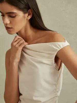 REISS Dylan Ruched Off-the-shoulder Top