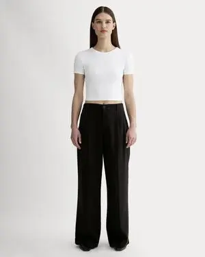 Everlane Wide Leg Pleated Trousers - Black