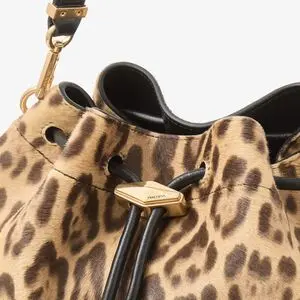 JIMMY CHOO Cinch Medium Leopard Print Pony Shoulder Bag - Neutral