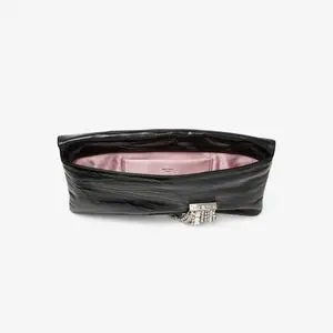 JIMMY CHOO Zandra Vintage Metallic Leather Clutch - Black