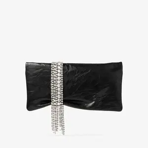 JIMMY CHOO Zandra Vintage Metallic Leather Clutch - Black