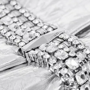 JIMMY CHOO Zandra Vintage Metallic Leather Clutch Bag - Silver/silver