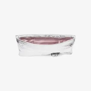 JIMMY CHOO Zandra Vintage Metallic Leather Clutch Bag - Silver/silver