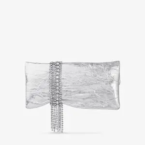 JIMMY CHOO Zandra Vintage Metallic Leather Clutch Bag - Silver/silver