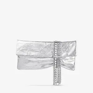 JIMMY CHOO Jimmy Choo Zandra Vintage Metallic Leather Clutch Bag Silver/silver