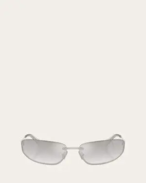Miu Miu A50S Rimless Oval Sunglasses Silver