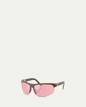 Miu Miu A02s Semi-rimless Oval Sunglasses - Pink
