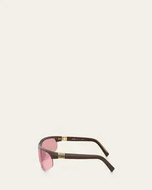 Miu Miu A02s Semi-rimless Oval Sunglasses - Pink