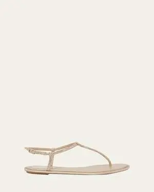 Rene Caovilla Strass Thong Sandals - Beige