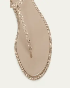 Rene Caovilla Strass Thong Sandals - Beige