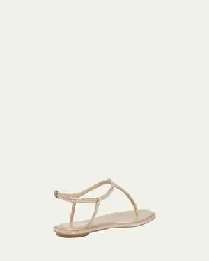 Rene Caovilla Strass Thong Sandals - Beige