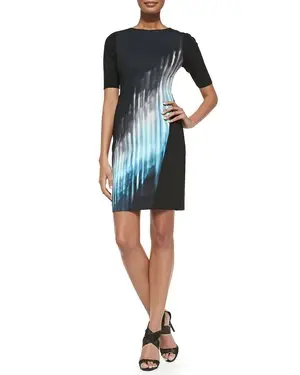 Vince Elbow-sleeve Turtleneck Midi Dress