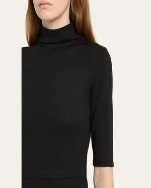 Vince Elbow-sleeve Turtleneck Midi Dress