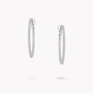 Graff Classic Round Diamond Hoop Earrings - White Gold