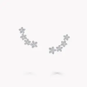 Graff Wild Flower Petite Pavé Diamond Ear Climbers - White Gold