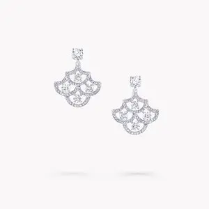 Graff Icon Silhouette Diamond Dangle Earrings - White Gold