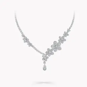Graff Wild Flower Diamond Drop Necklace - White Gold