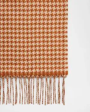 PIACENZA CASHMERE 1733 Apos;s Twist Silk And Cashmere Houndstooth Scarf - Orange