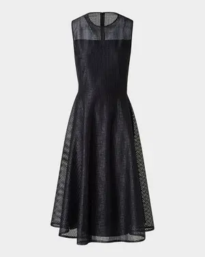 Akris Embroidered Mesh Fit-And-Flare Dress In Black - 60% Off | Editorialist