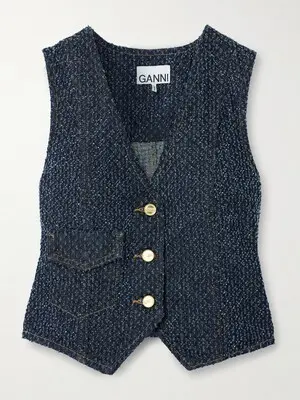 GANNI Fluffy Distressed Organic Denim Vest