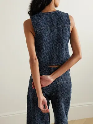 GANNI Fluffy Distressed Organic Denim Vest